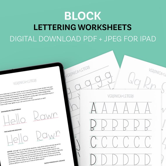 Block Lettering Worksheets | Etsy
