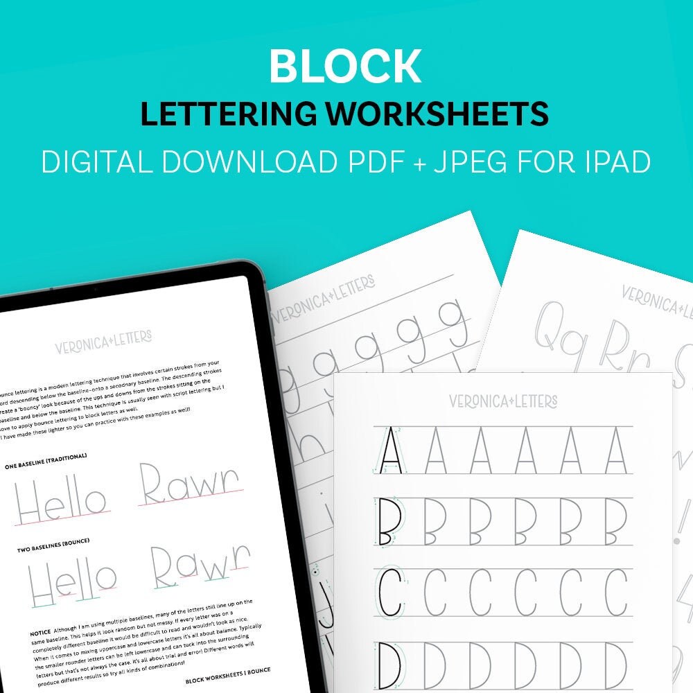 Block Lettering Worksheets - Etsy