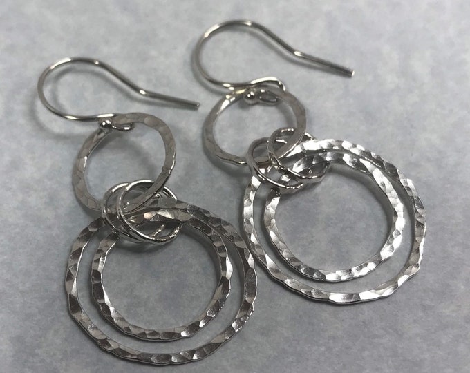 Silver Interlocking Hoop Earrings Multi Hoop Earrings - Etsy