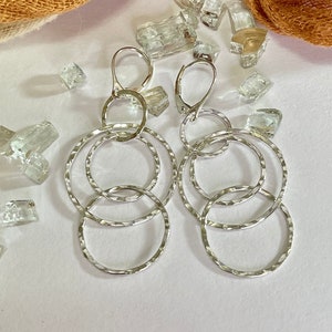 Handmade Hammered Sterling Silver Interlocking Circle Leverback ...