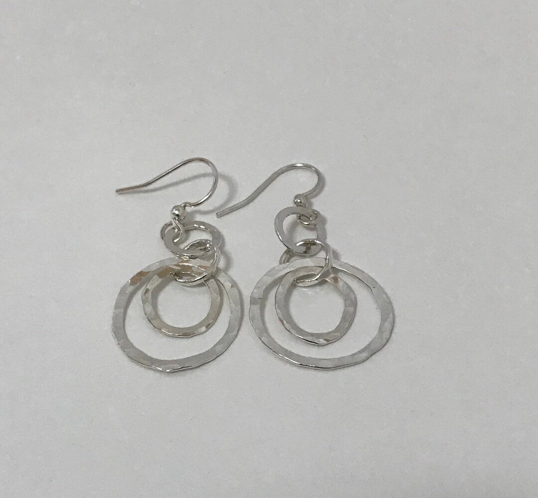 Multi-hoop Sterling Silver Interlocking Hammered Hoops . Handmade ...