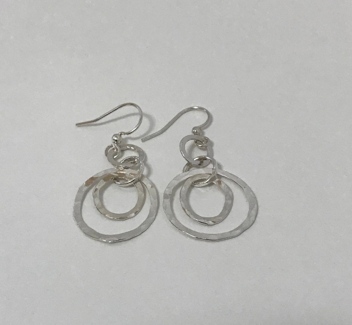 Multi-hoop Sterling Silver Interlocking Hammered Hoops . | Etsy