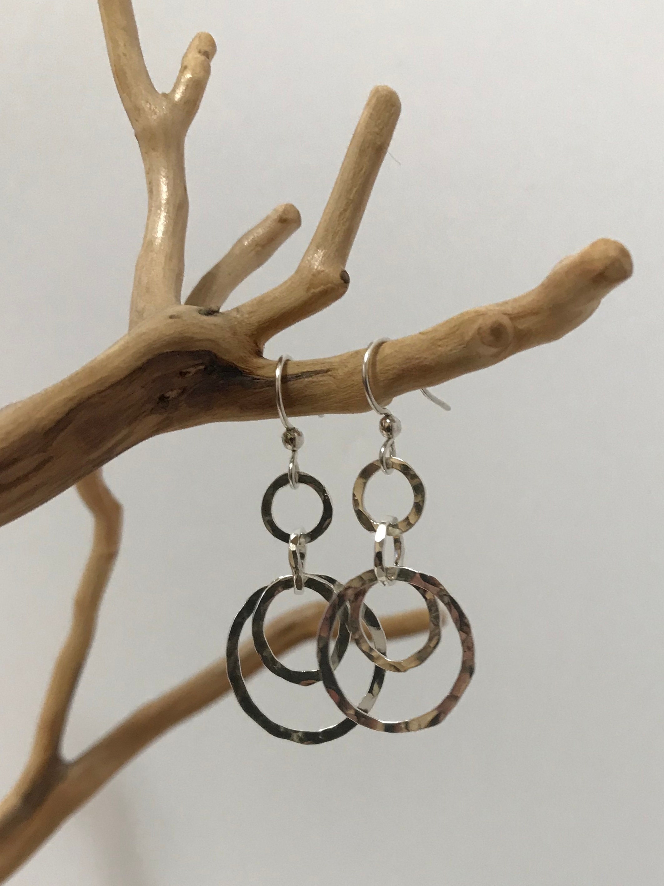 Multi-hoop Sterling Silver Interlocking Hammered Hoops . | Etsy