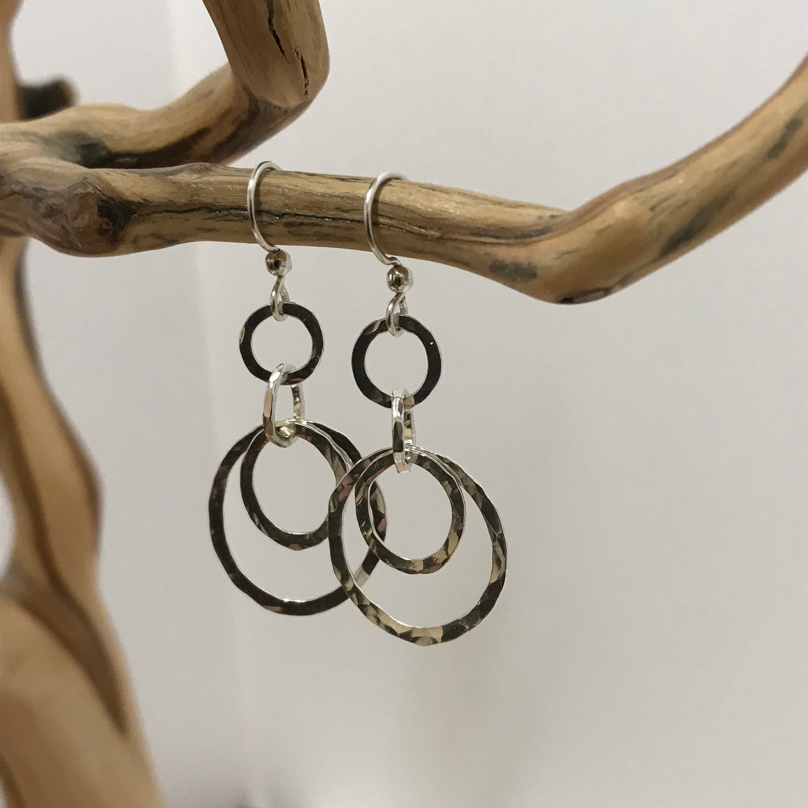 Multi-hoop Sterling Silver Interlocking Hammered Hoops . | Etsy