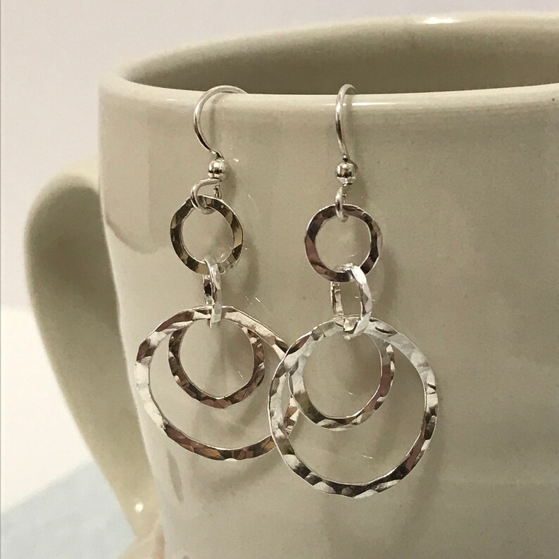 Multi-hoop Sterling Silver Interlocking Hammered Hoops . | Etsy