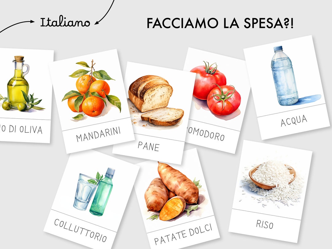 Printable Food Cards for Kids | Food Flashcards in Italian | Montessori ...