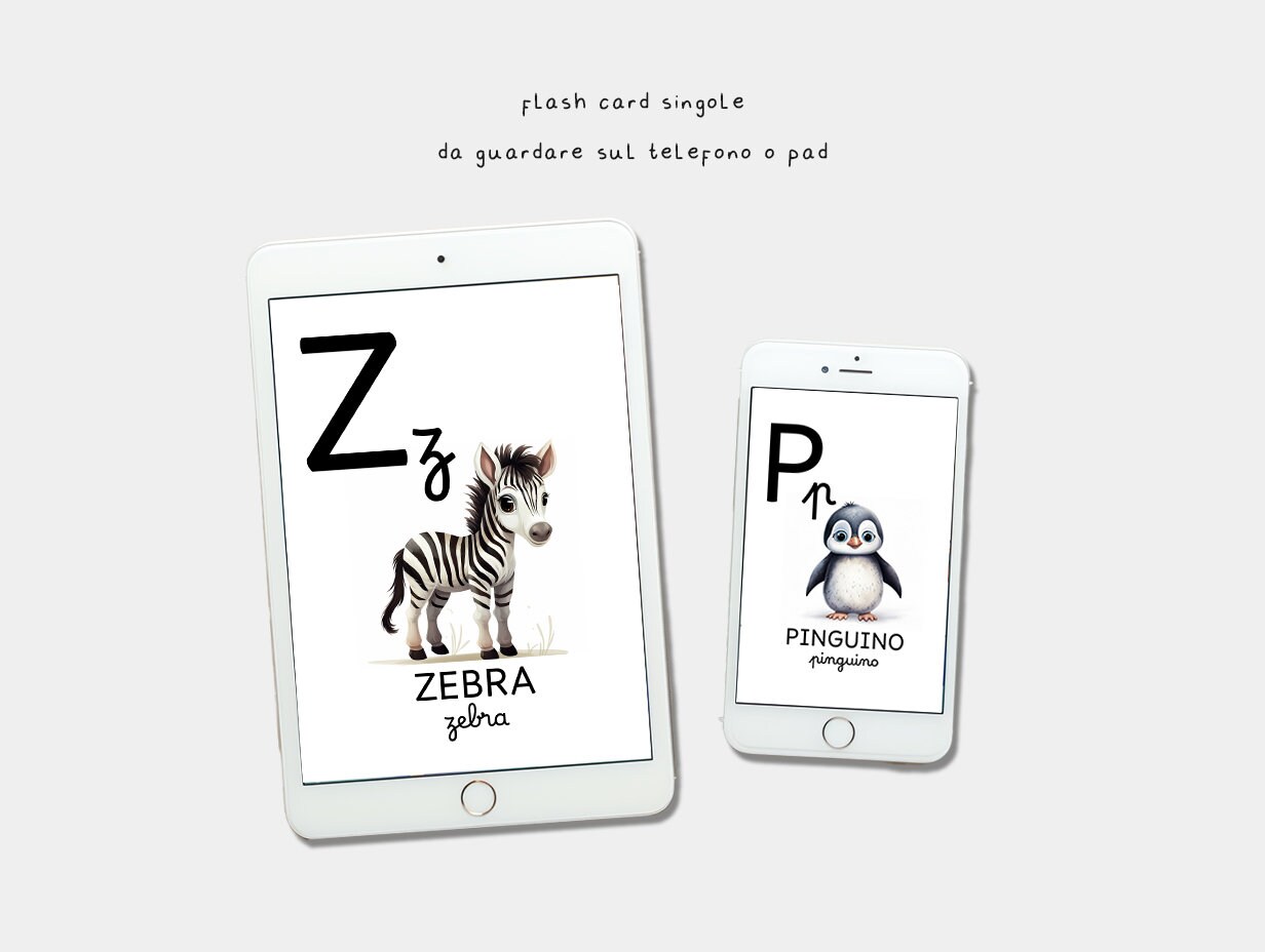 ALPHABET Flashcards in Italian for Children Printable - Etsy