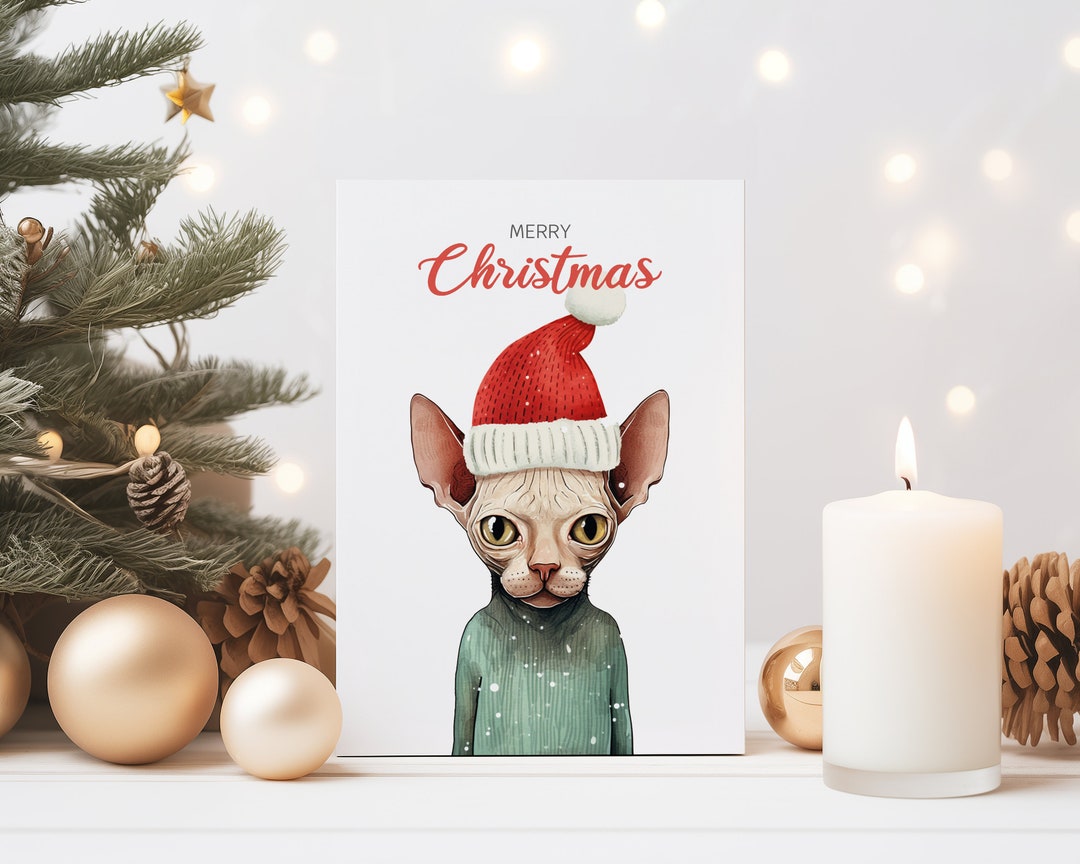 Sphynx Cat Christmas Card Printable - Etsy