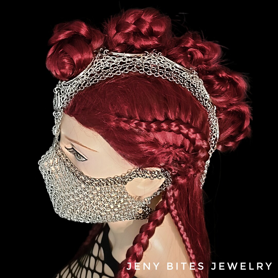 Chain Mohawk Headdress, Pentagram Hair Jewelry and Chain Mask - Etsy