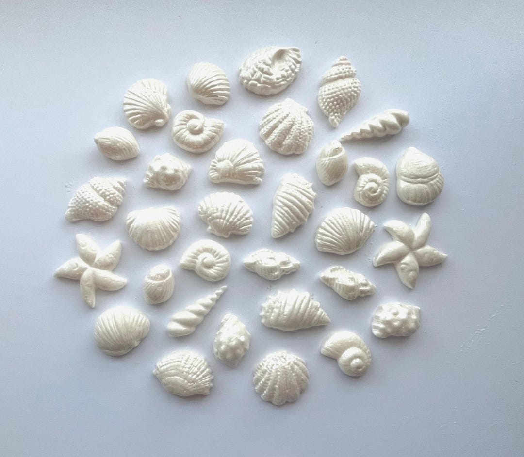 Seashells Cake Decor, 30 Pcs Pearlescent Fondant Cake Decorations ...