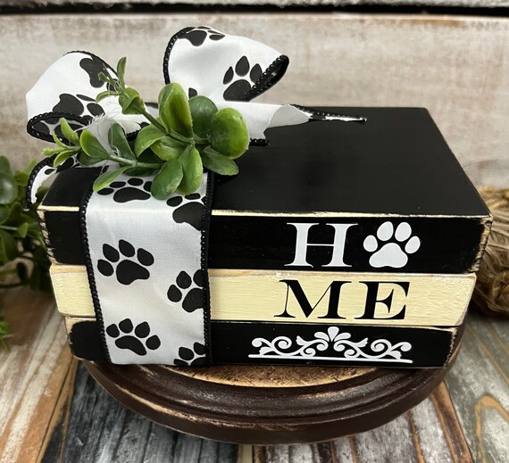 Pet Mini Book Stack Home Paw Print Farmhouse Rustic 5 X - Etsy