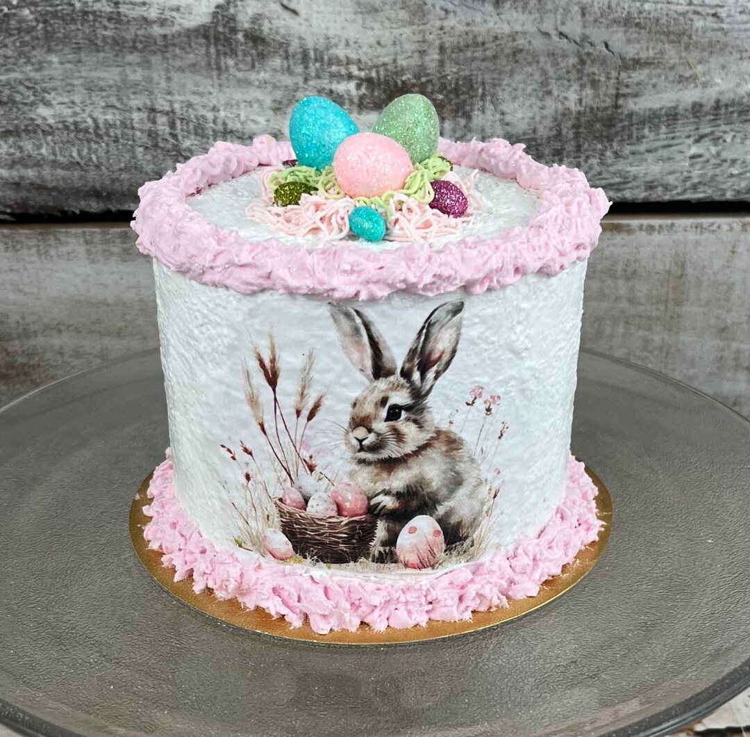 Easter Cake, Easter Bunny Fake Cake With Eggs, Kitchen Decor, Faux ...