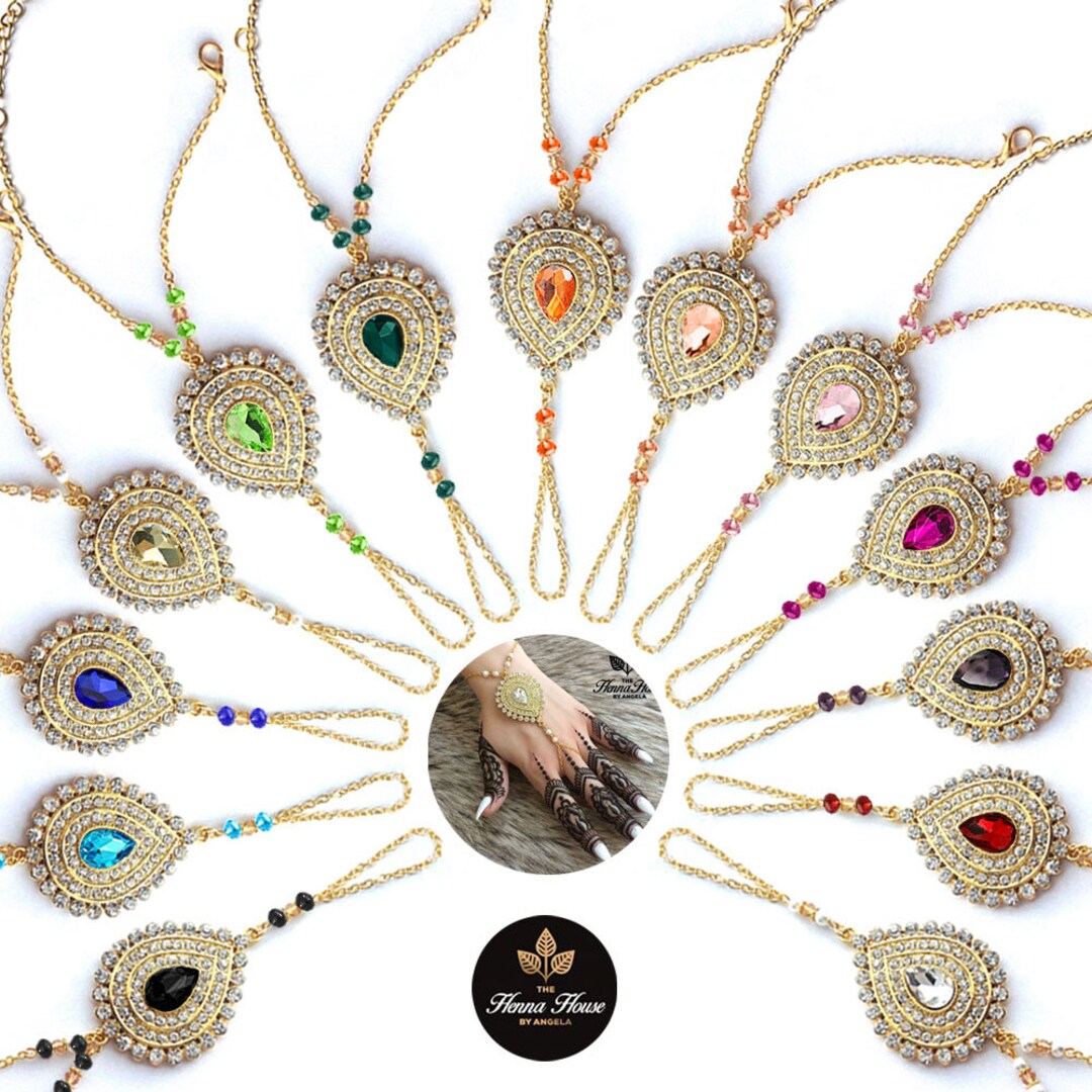 Crystal Pearl Kundan Gold Indian Panja Hand Chain Ring Slave - Etsy