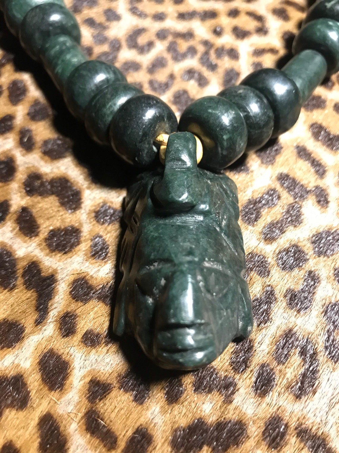 Guatemalan Jade Necklace With Mayan Mask Pendant Etsy