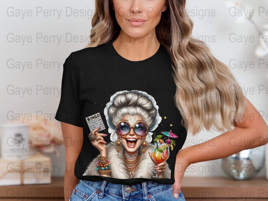 Old Lady Bingo Clipart, Cocktails Bundle, Sublimation Design, Digital ...