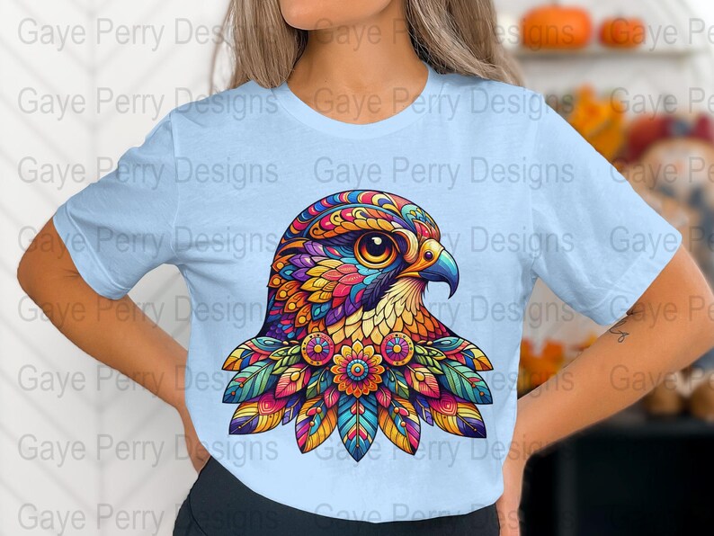 Mandala Falcon Clipart: Bird of Prey Sublimation Design (PNG Digital ...