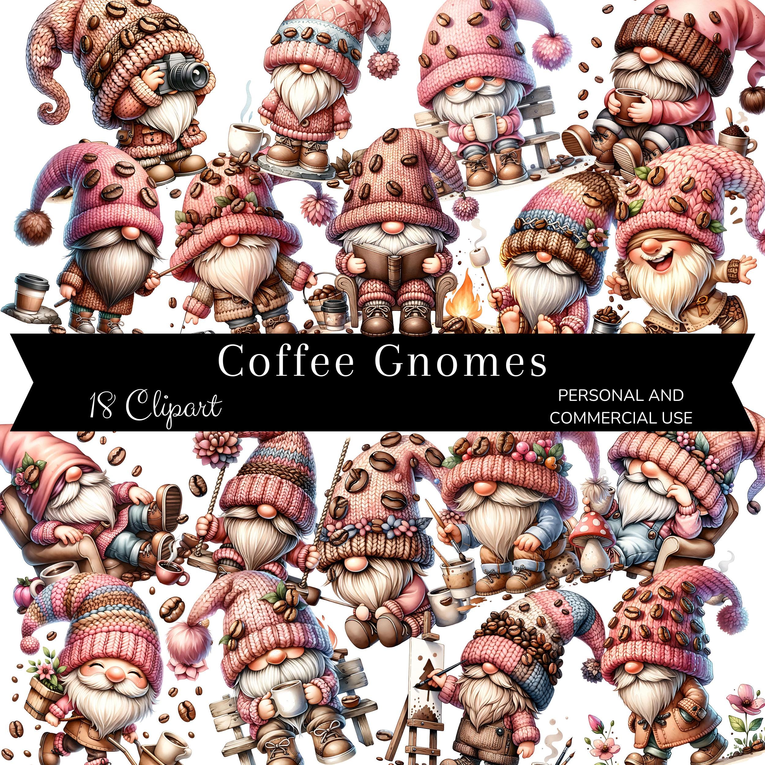 Coffee Bean Gnome Clipart, Pink Java Graphics, Sublimation Design, Digital Download, Transparent ...