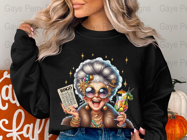 Old Lady Bingo Clipart, Cocktails Bundle, Sublimation Design, Digital ...