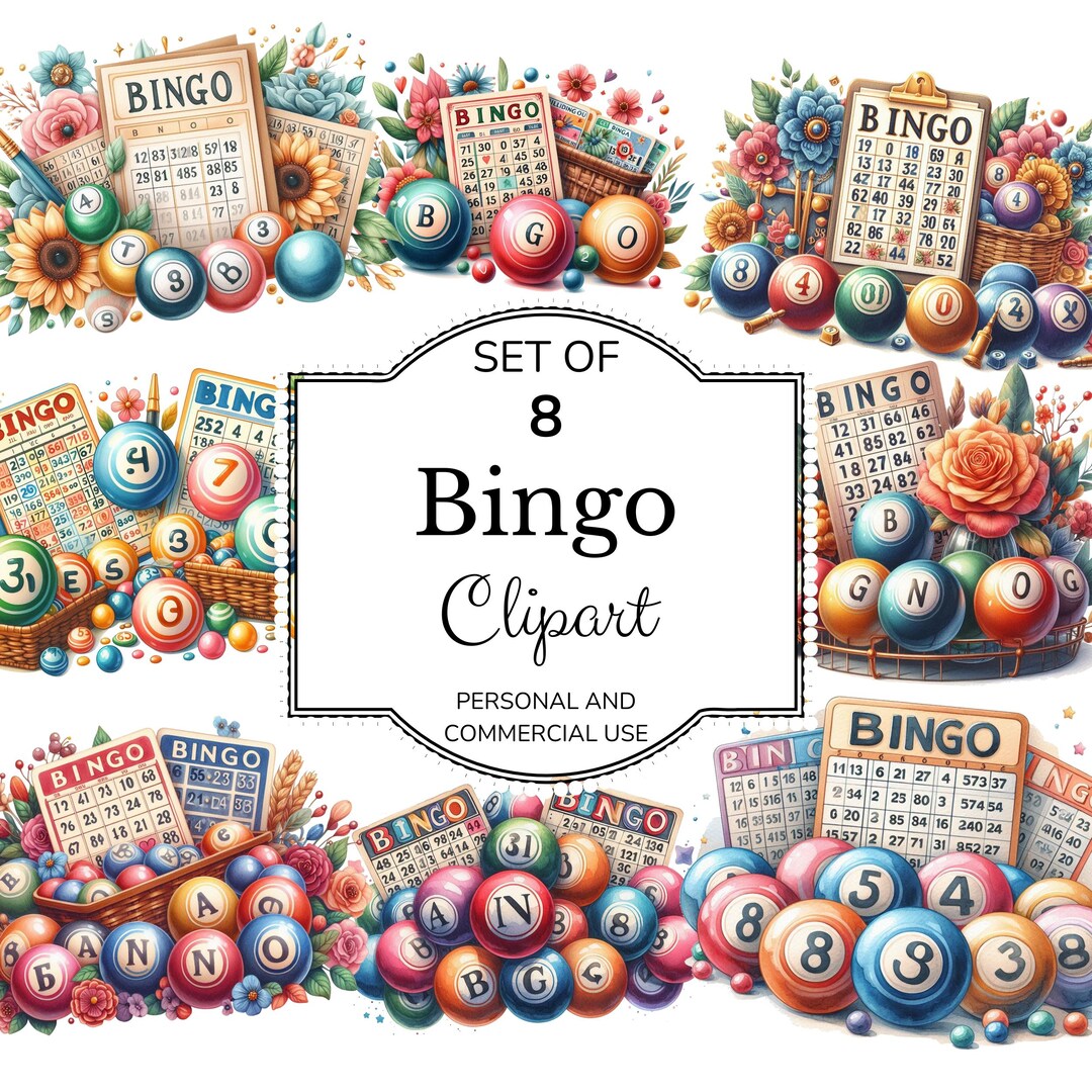 Watercolor Bingo Clipart: Floral Balls and Cards (digital Download) - Etsy