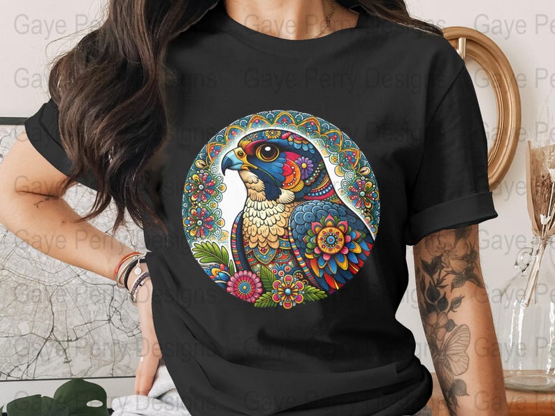 Mandala Falcon Clipart: Bird of Prey Sublimation Design (PNG Digital ...