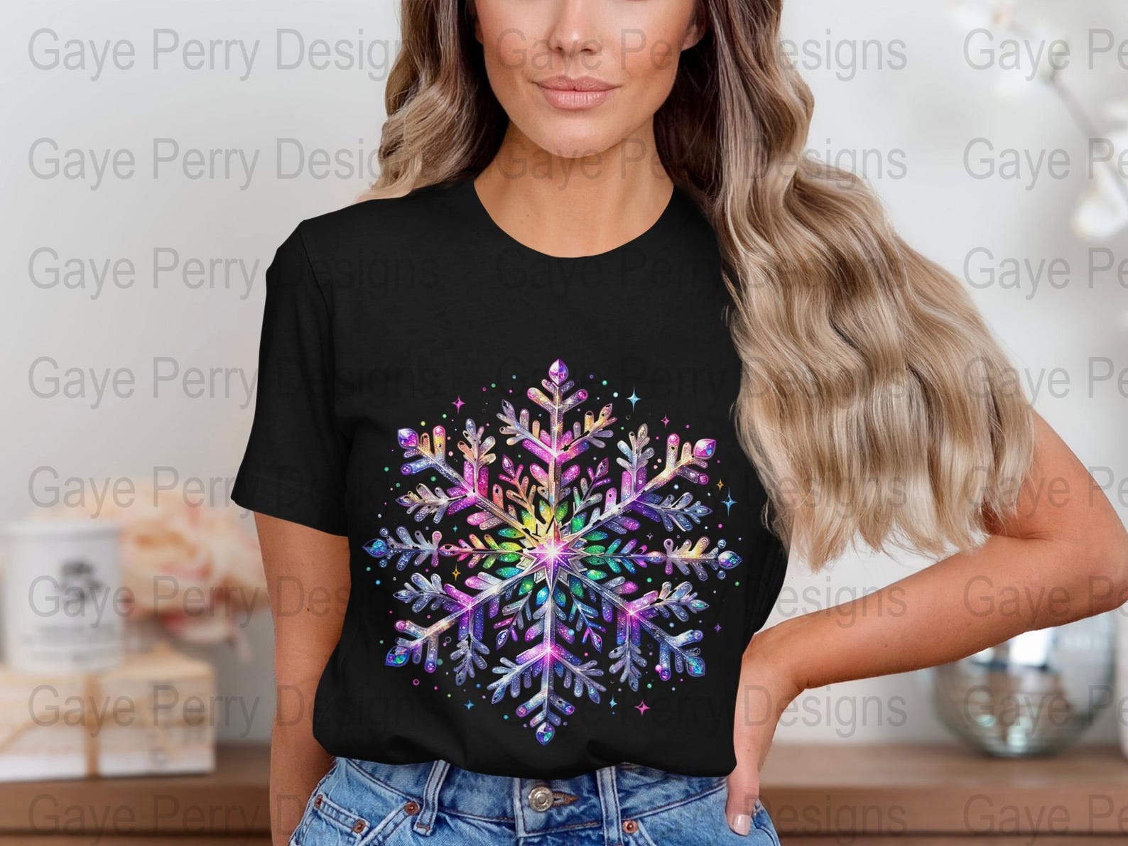 Rainbow Snowflakes Clipart, Christmas Winter Sublimation Design ...
