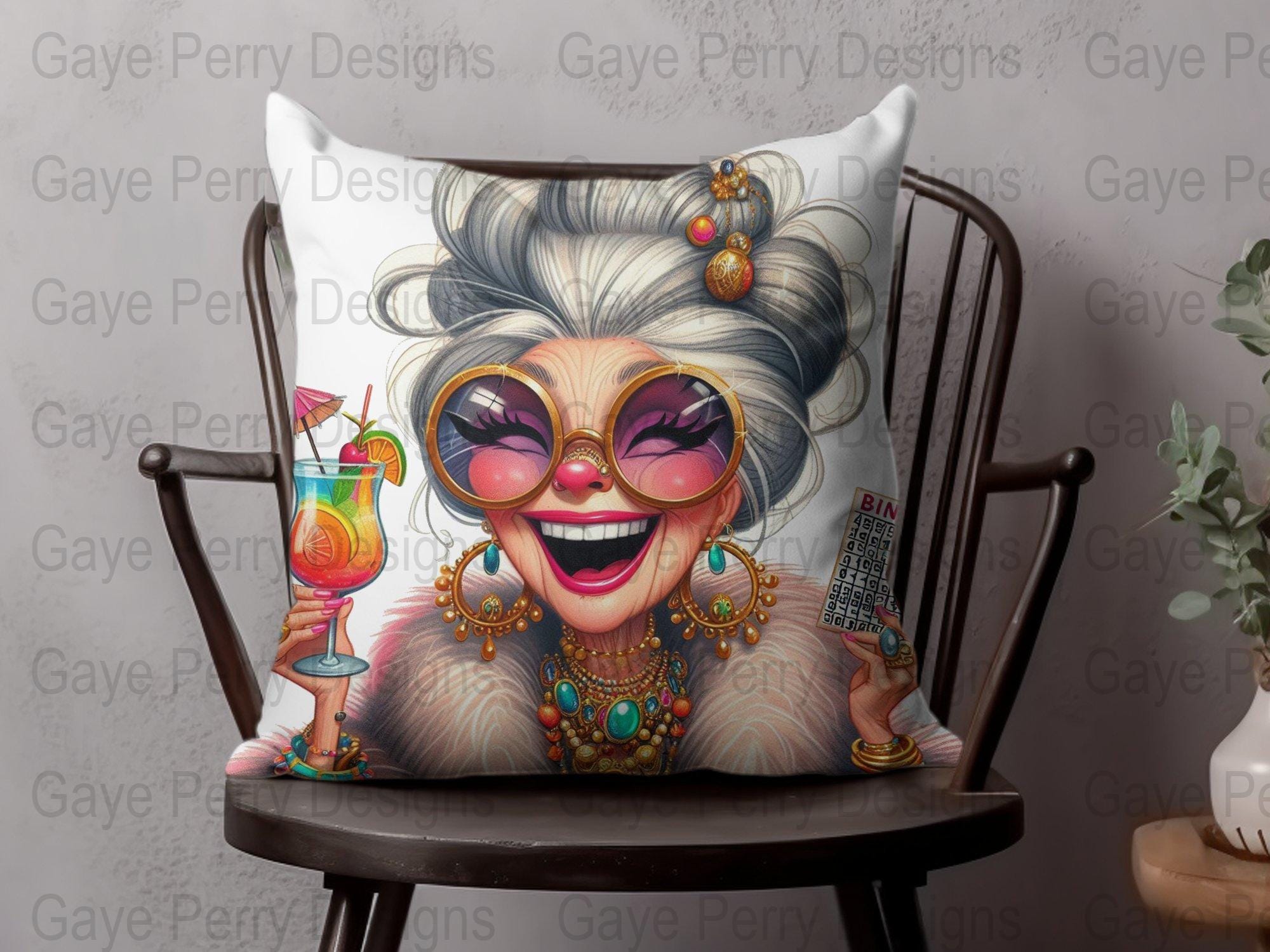 Old Lady Bingo Clipart, Cocktails Bundle, Sublimation Design, Digital ...