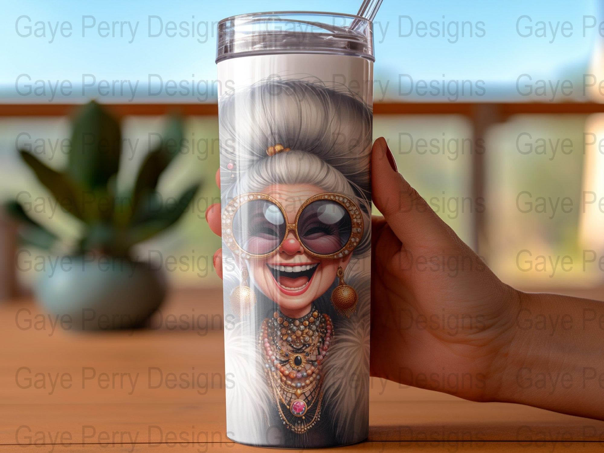 Funny Old Lady Bingo 20 Oz Skinny Tumbler, Gaming Bingo Cocktail Wrap ...