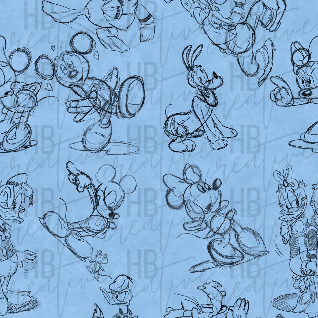 The Mouse Sketchy Sketch Digital Seamless Design - Etsy