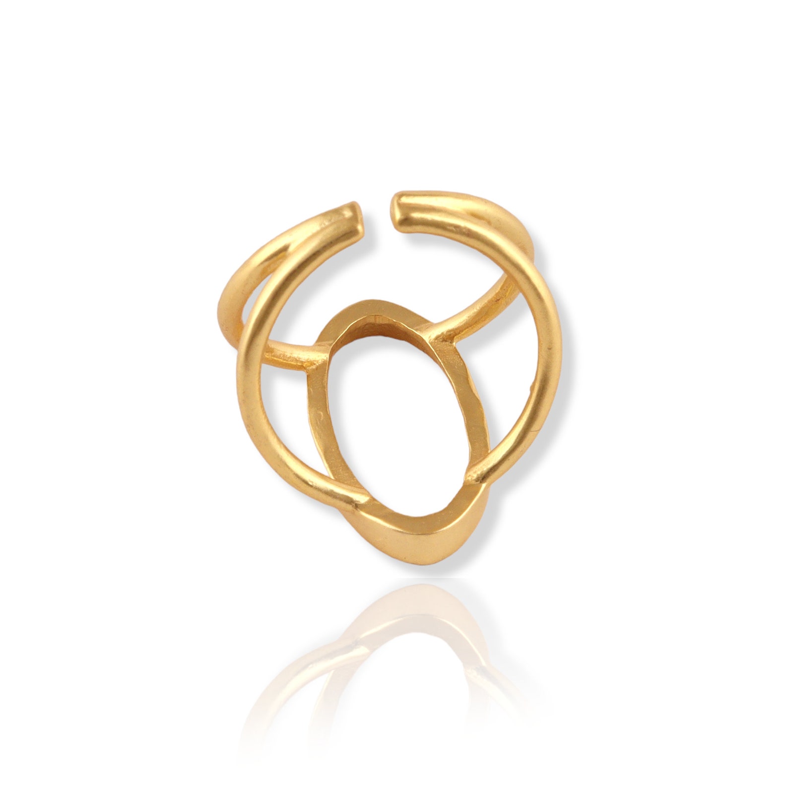 24k Gold Plated Ring Blank: Adjustable Oval Stone Setting Ring Jewelry ...