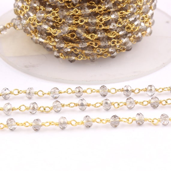 3-3.5 mm Faceted Crystal Hydro Quartz Gold Plated Rosary | Etsy