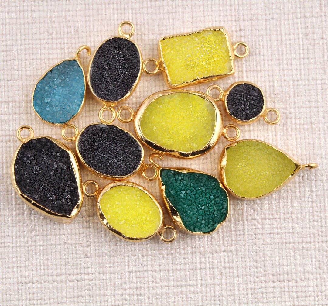 Black Druzy Mix Colors Sugar Druzy DIY Pendant Findings - Etsy