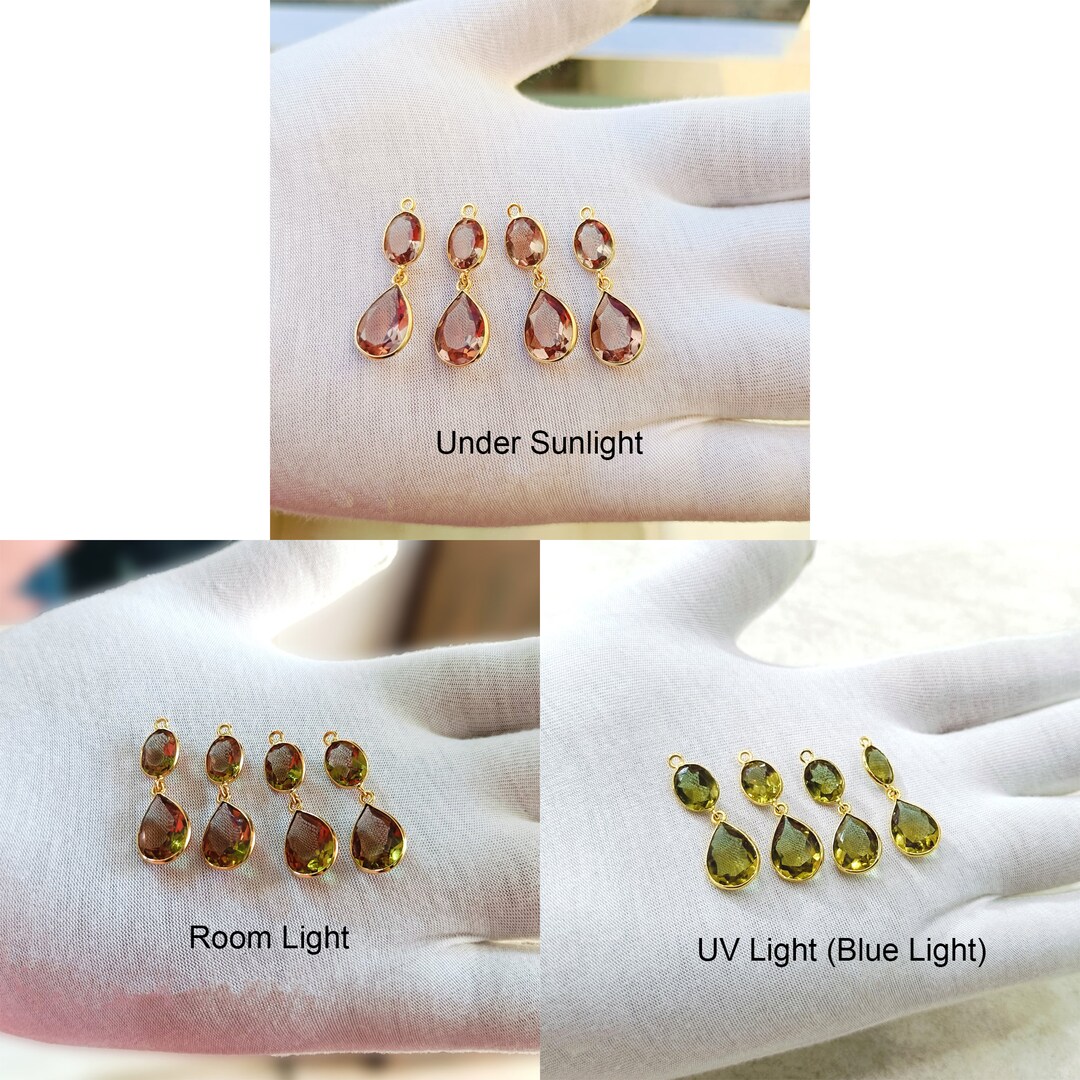 Zultanite Earrings Connector, Color Changing Stone Earring, Gold Plated ...