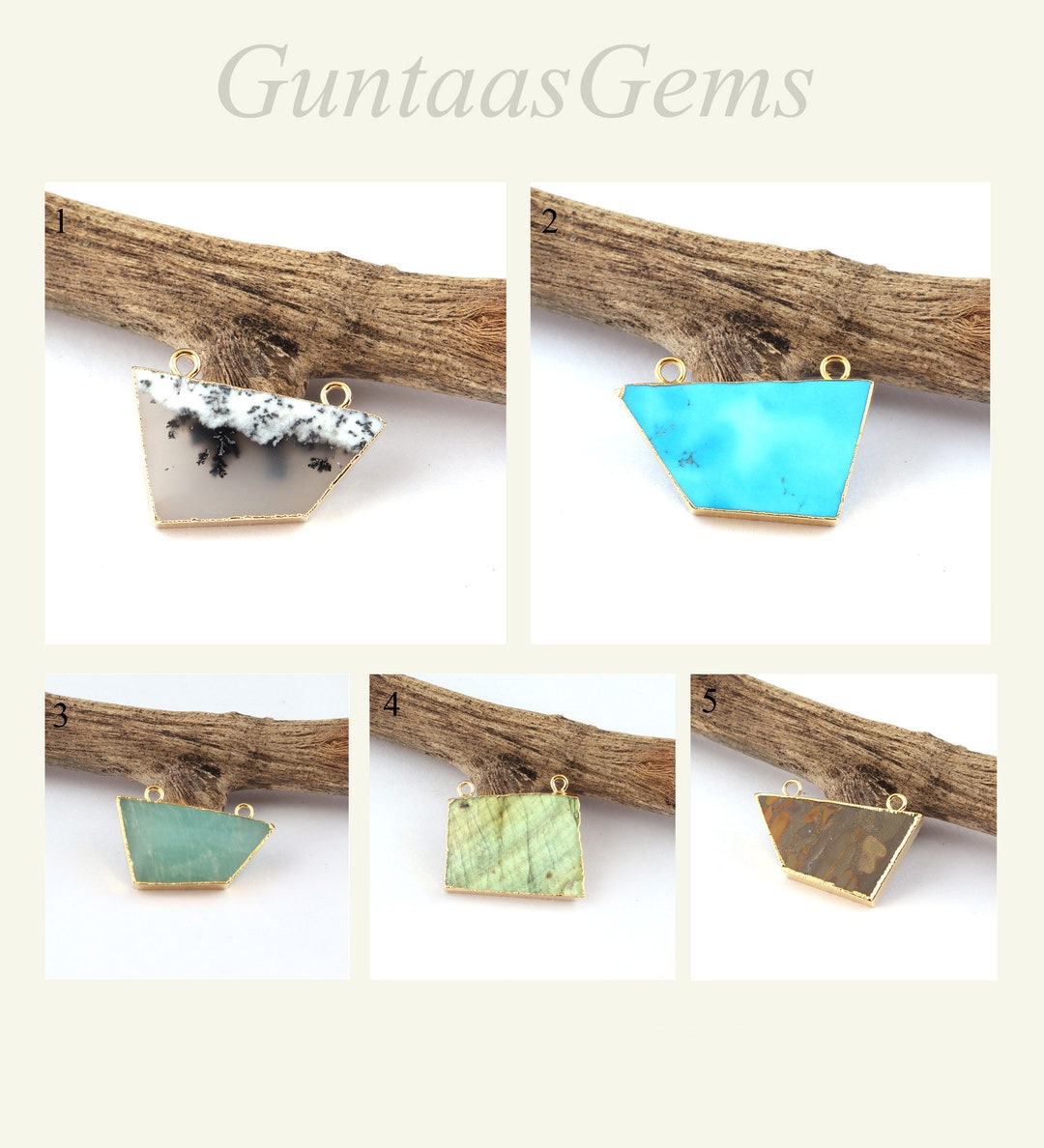 Natural Dendrite Opal Amazonite Turquoise Gold Plated Double - Etsy