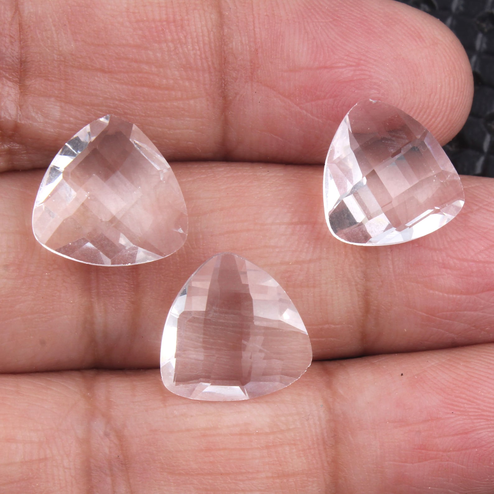 12 Mm Trillion Shape Clear Hydro Quartz Gemstone Faceted - Etsy