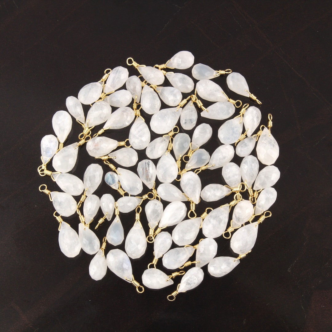 Natural Fire Moonstone Drops Connector Charms Gold Plated - Etsy
