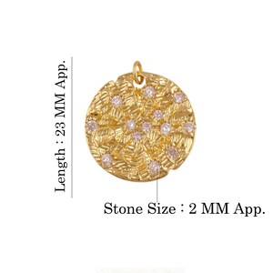18k Gold Plated Round Coin Pendant Charms, Gold Geometry Pendant ...