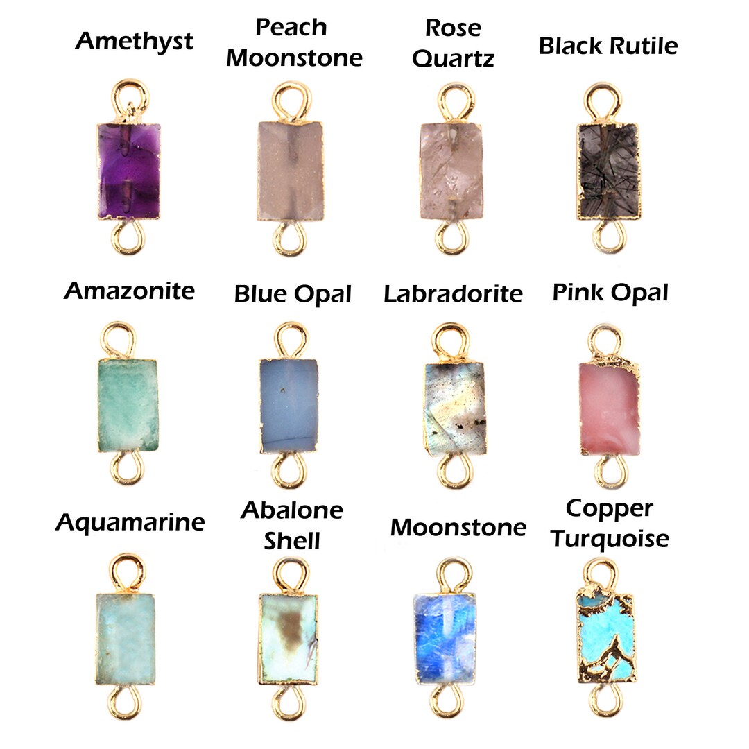 Buy Natural Amazonite Rectangle Shape Connectors, Multi Gemstone Charms ...