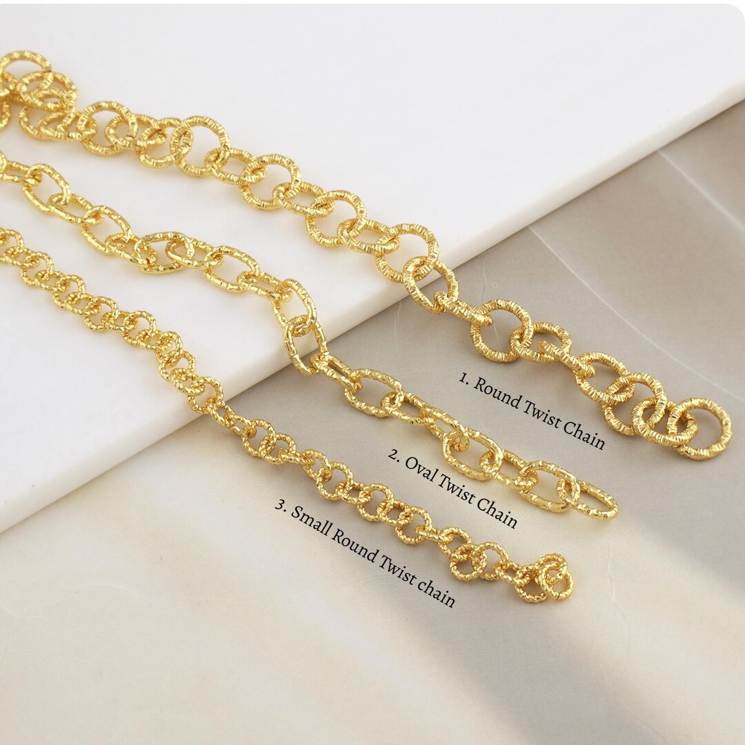 24k Gold Plated Twist Link Chain: Cuban Necklace Bracelet Crafting ...