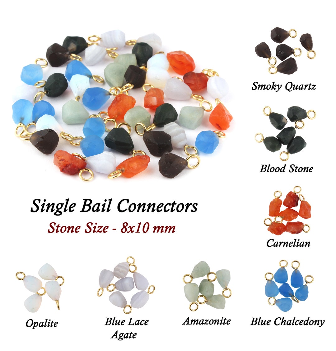 Raw Gemstone Connectors for Jewelry Making, Gold Single Bail Pendant ...