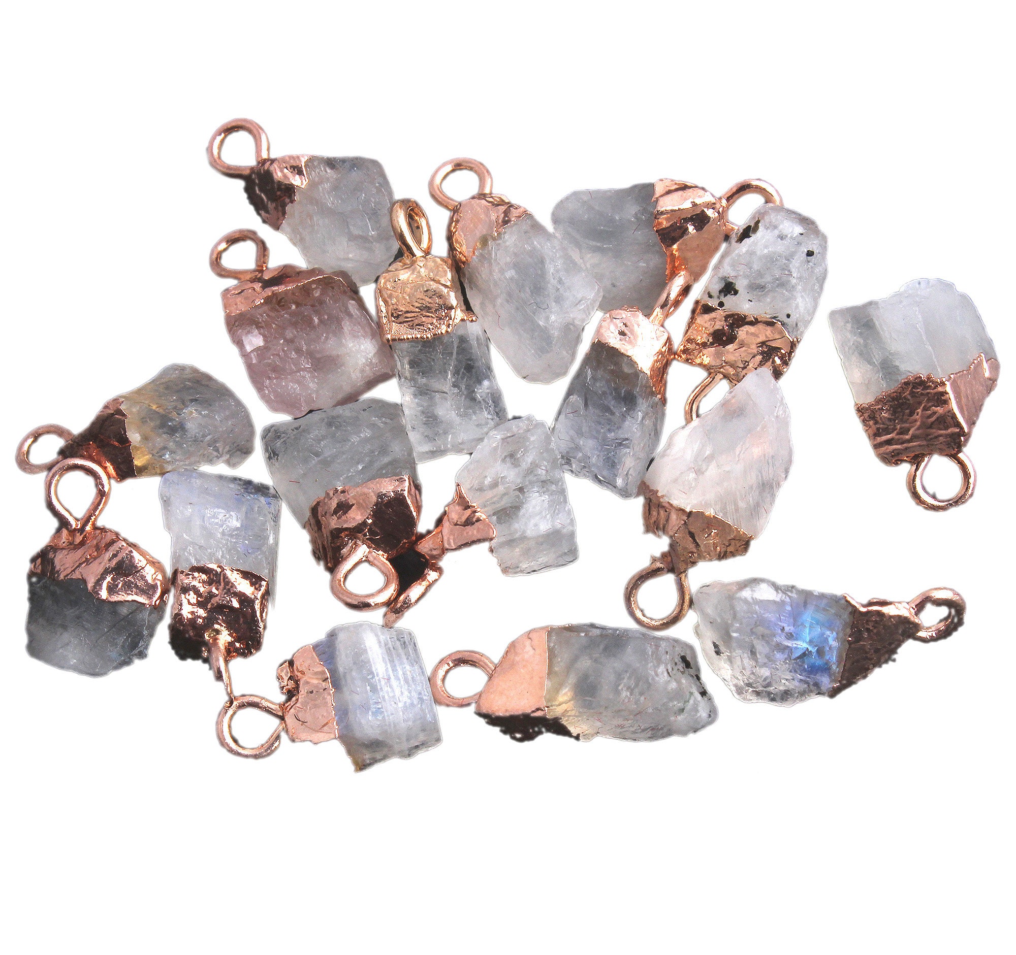 Raw Birthstone Gemstone Connectors: Rose Gold Electroplated Rough ...