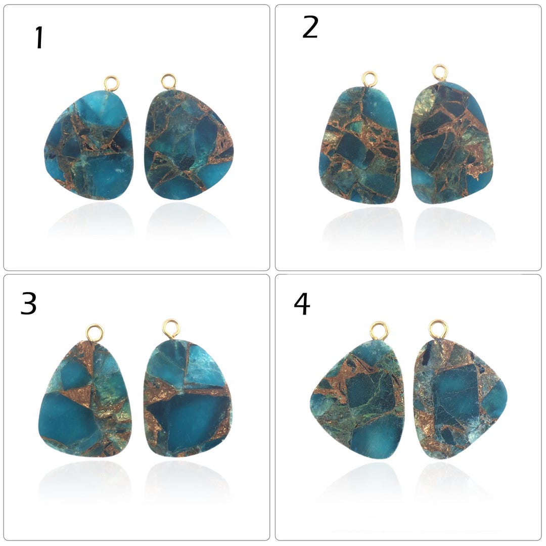 Compressed Turquoise Matching Pairs, Gold Plated Single Bail DIY ...