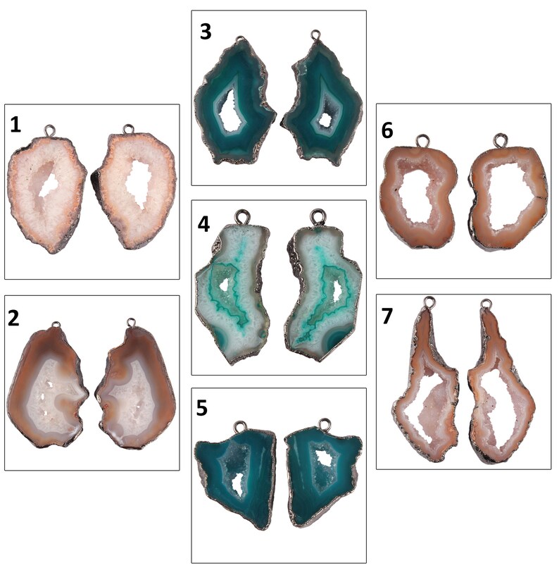 Rust Orange Green Natural Geode Slice Black Rhodium Plated DIY | Etsy