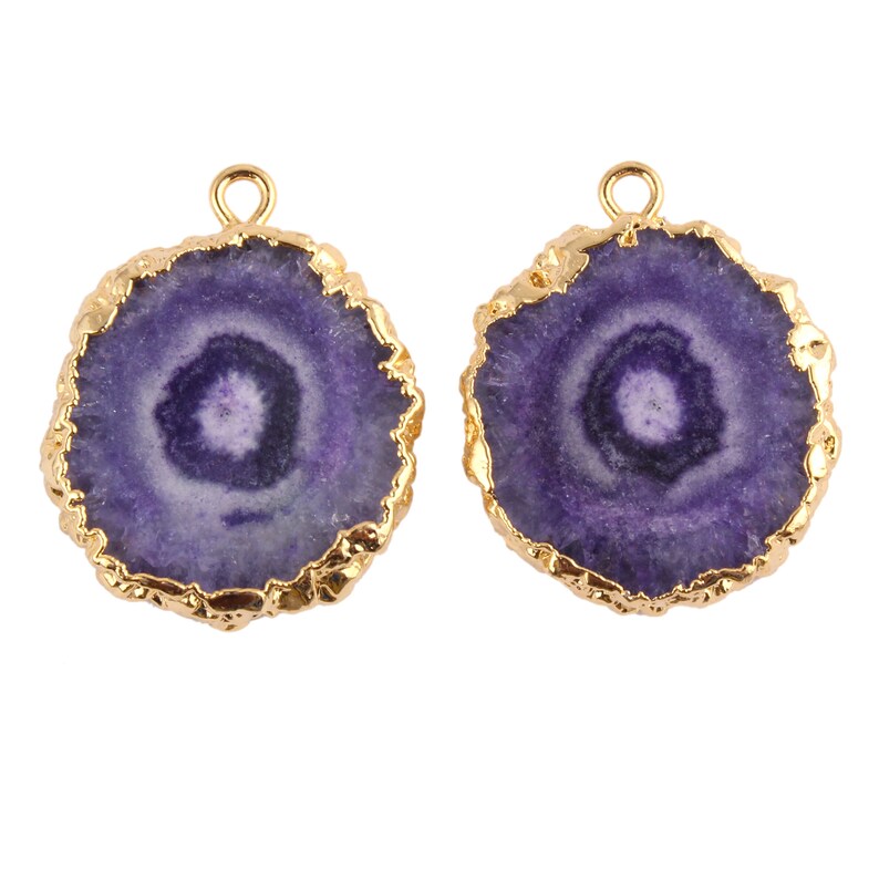 Purple Blue Solar Quartz Natural Solar Quartz Gold Plated - Etsy