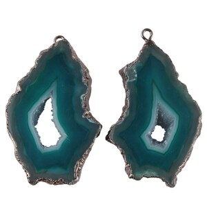 Rust Orange Green Natural Geode Slice Black Rhodium Plated DIY | Etsy