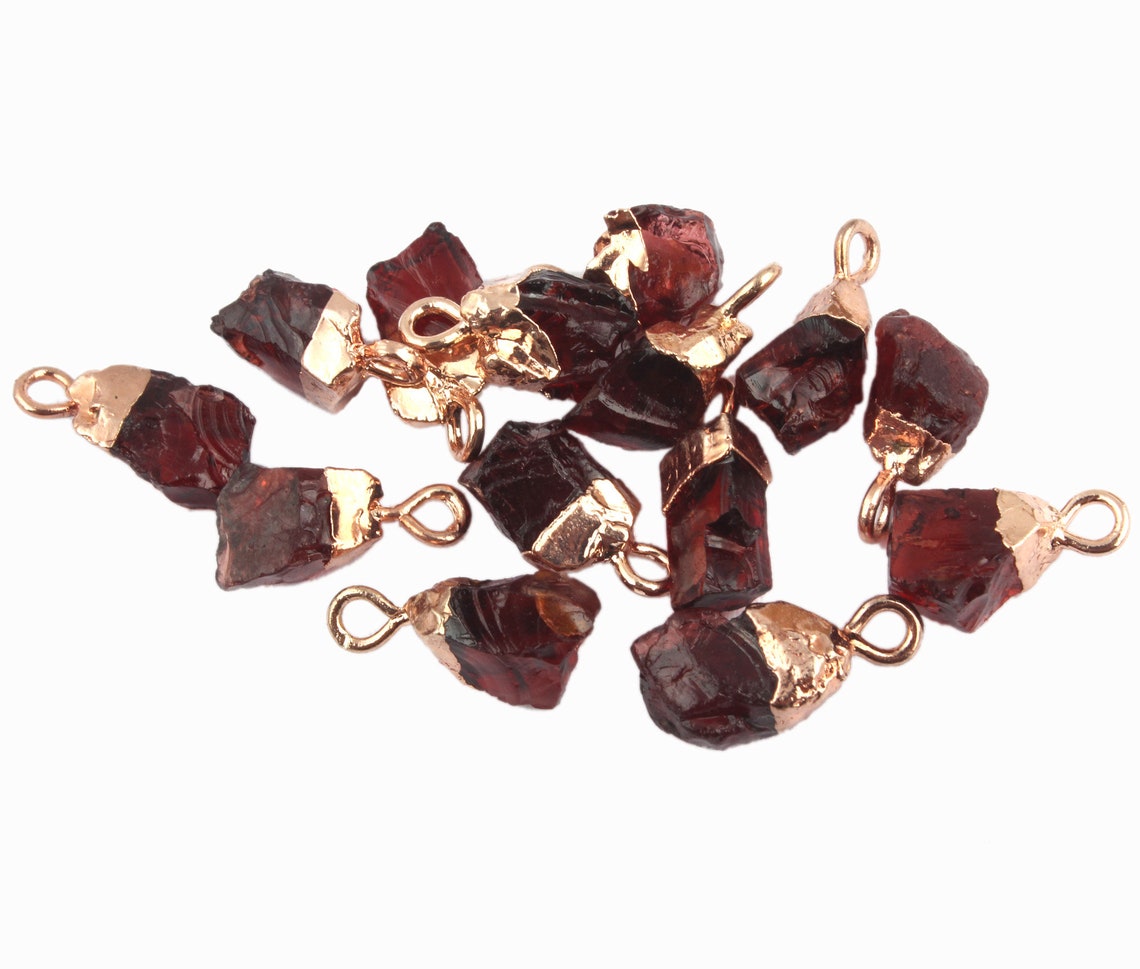 Raw Birthstone Gemstone Connectors: Rose Gold Electroplated Rough ...