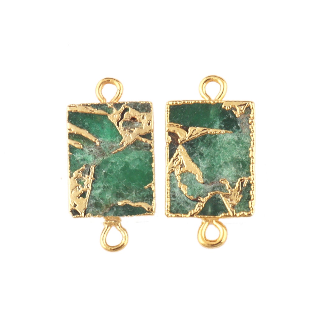Kupfer Türkis Jade Ohrring Stecker: 10 x 14 mm Rechteck Gold ...