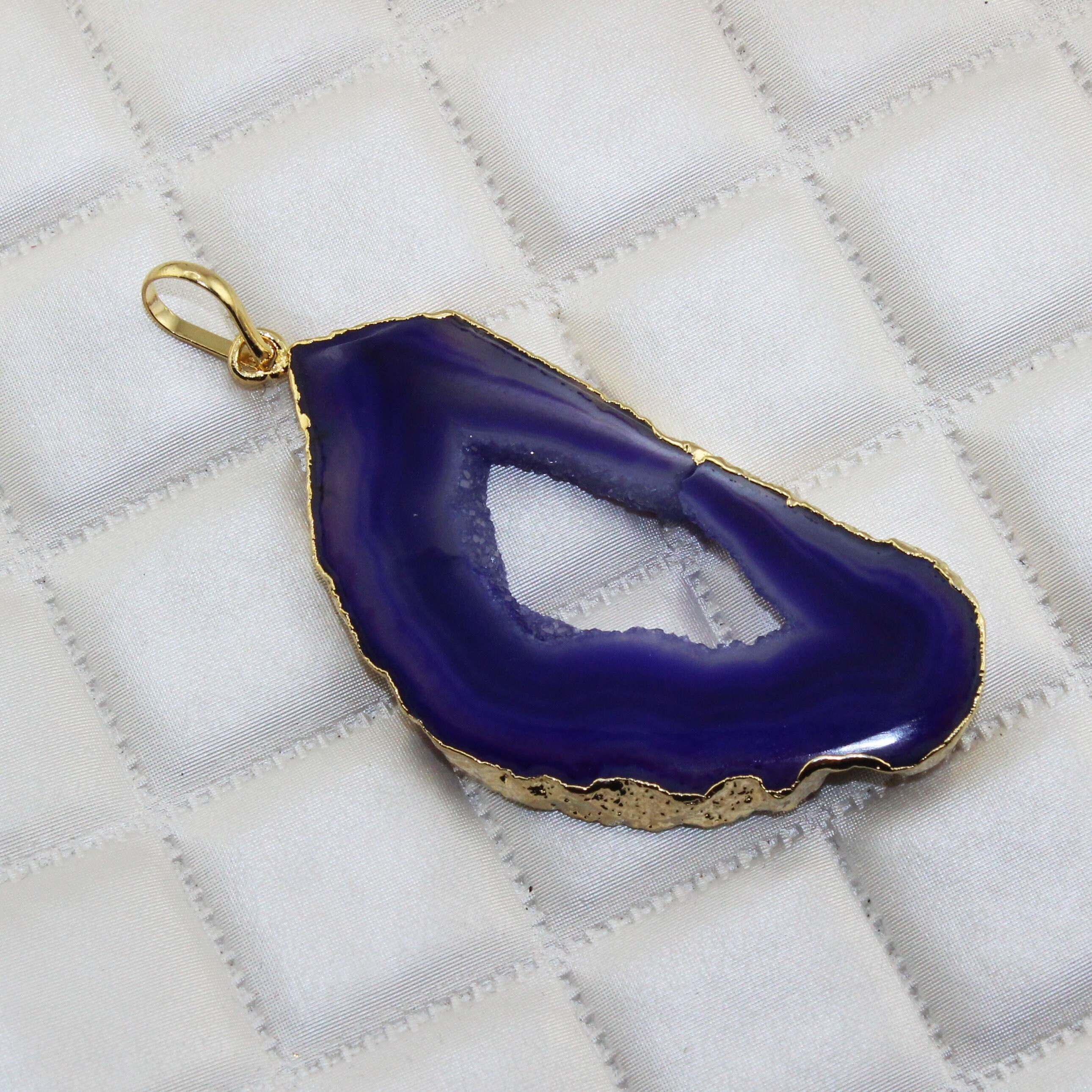 Superb Genuine Agate Geode Slice Druzy Crystal Gemstone 24k | Etsy