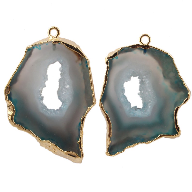 Sky Blue Geode Slices Natural Geode Druzy Slice Gold Plated - Etsy