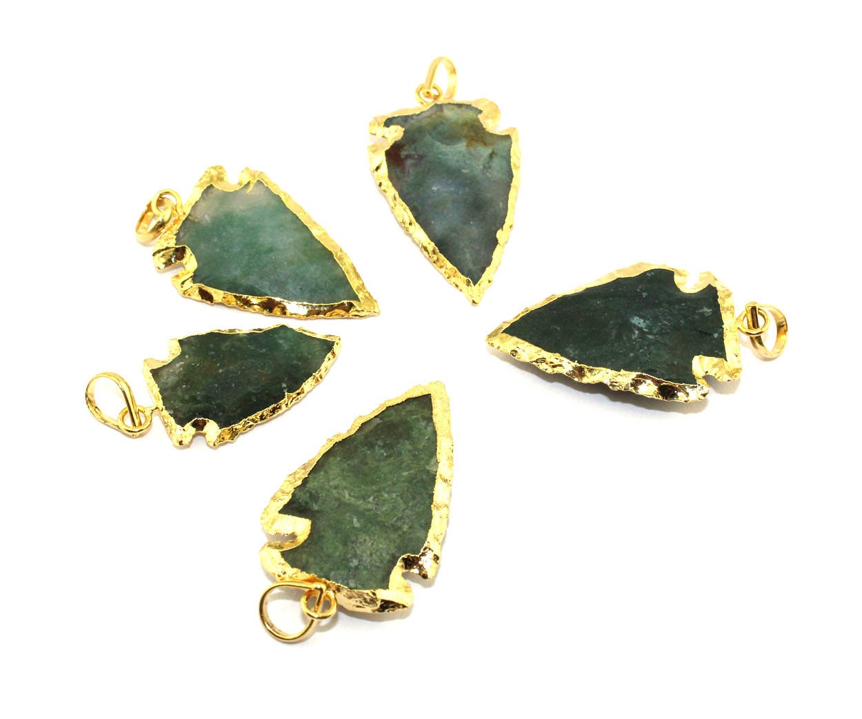 Natural Agate Gemstone Arrowhead Pendants Charms 24K GOLD - Etsy