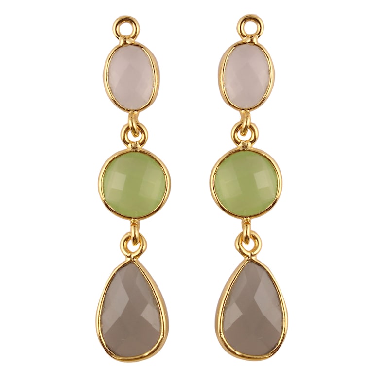 Faceted Checker Chalcedony Hydro Quartz Gold Plated Bezel - Etsy